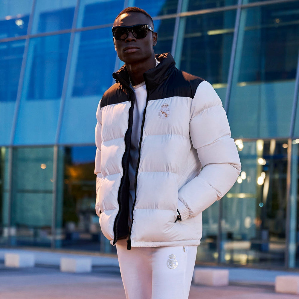 Mens Outerwear Color Block Puffer Jacket Anorak White – The Official ...