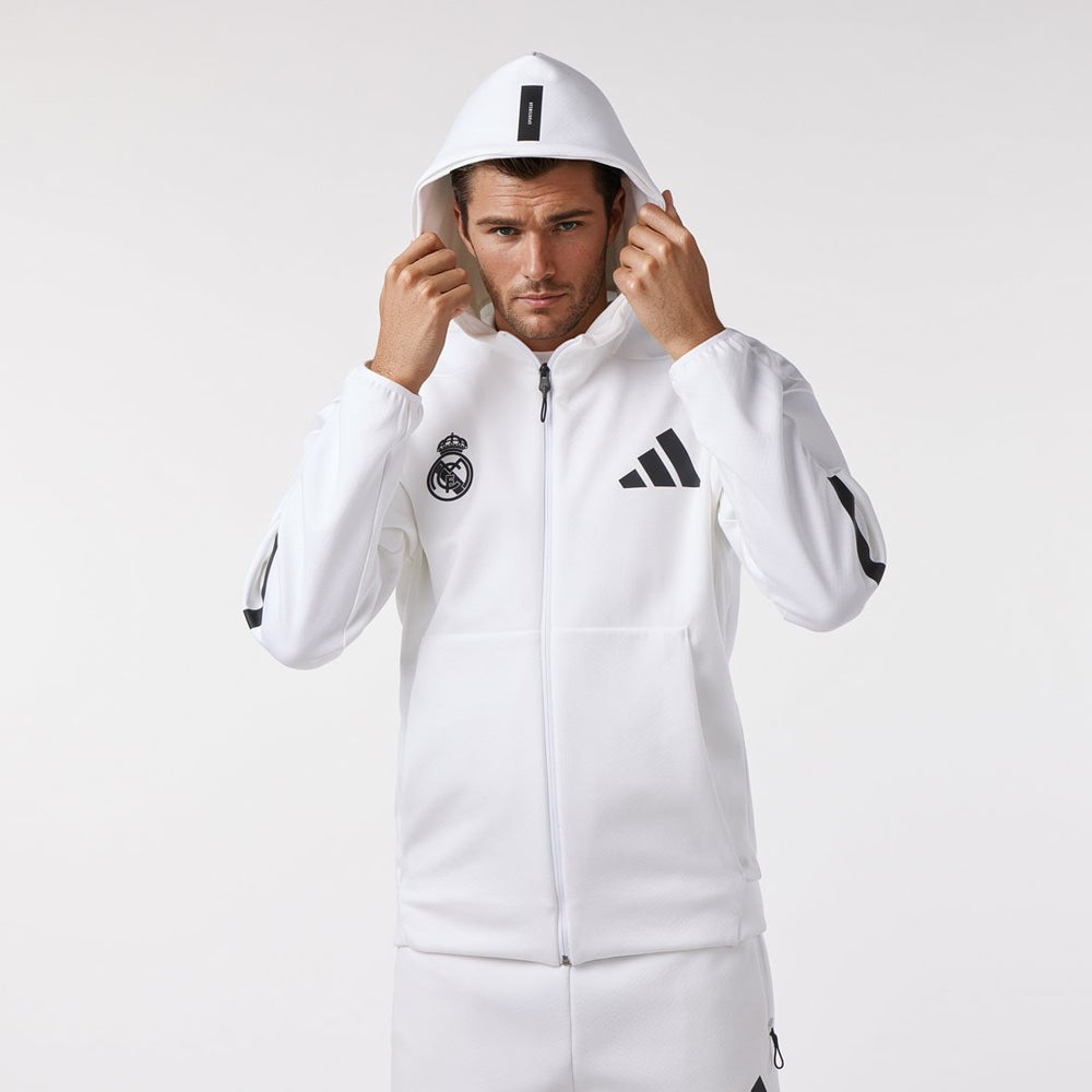 Mens adidas Real Urban Full Zip Hoodie White – The Official Real Madrid ...